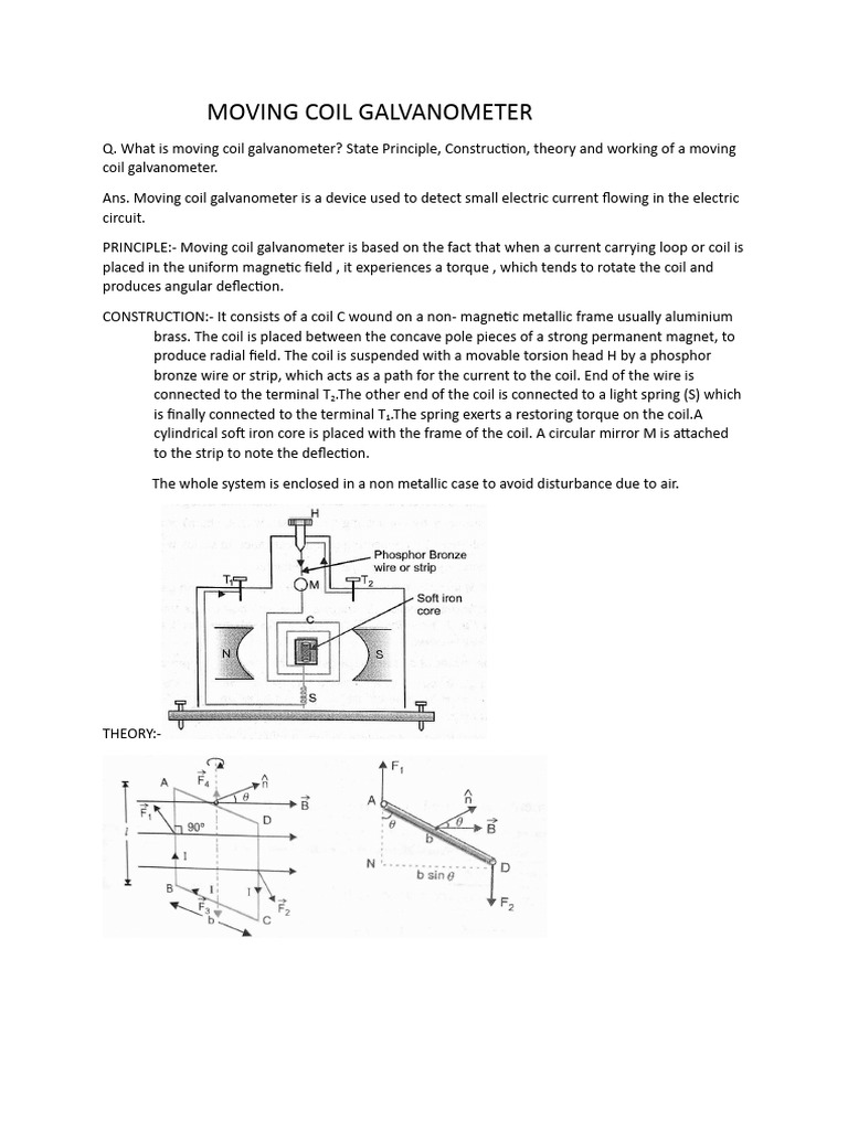 Moving Coil Galvanometer Questis-Answer | PDF | Magnetic Field | Torque