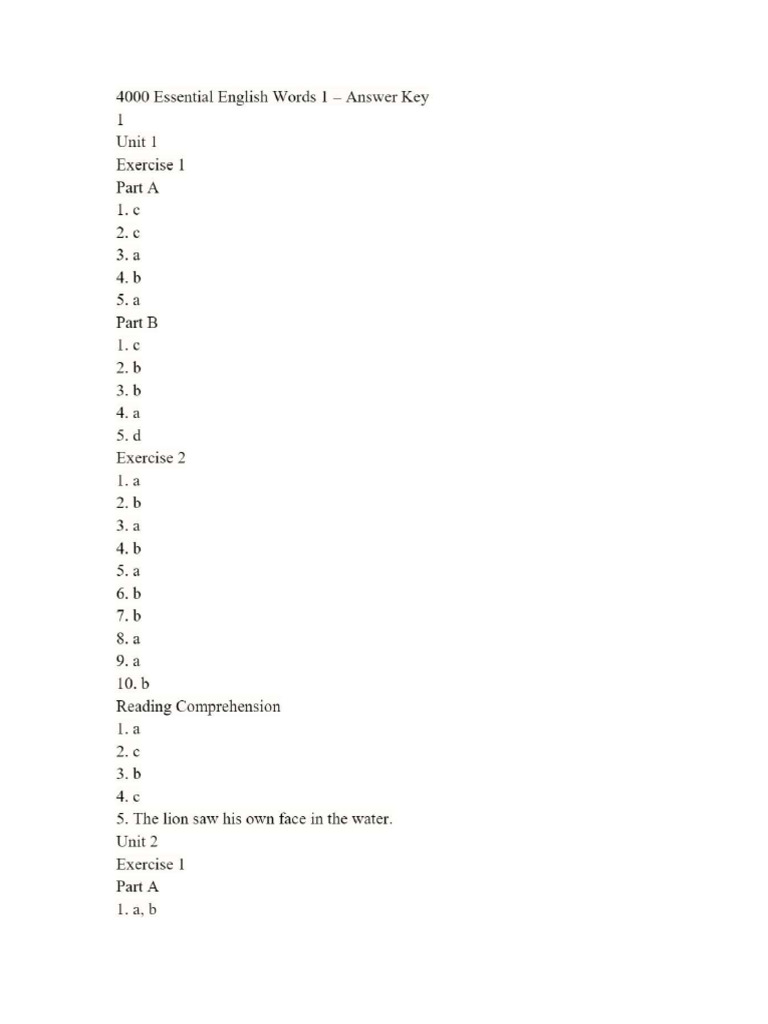 English Vocabulary Book Answer Key | PDF