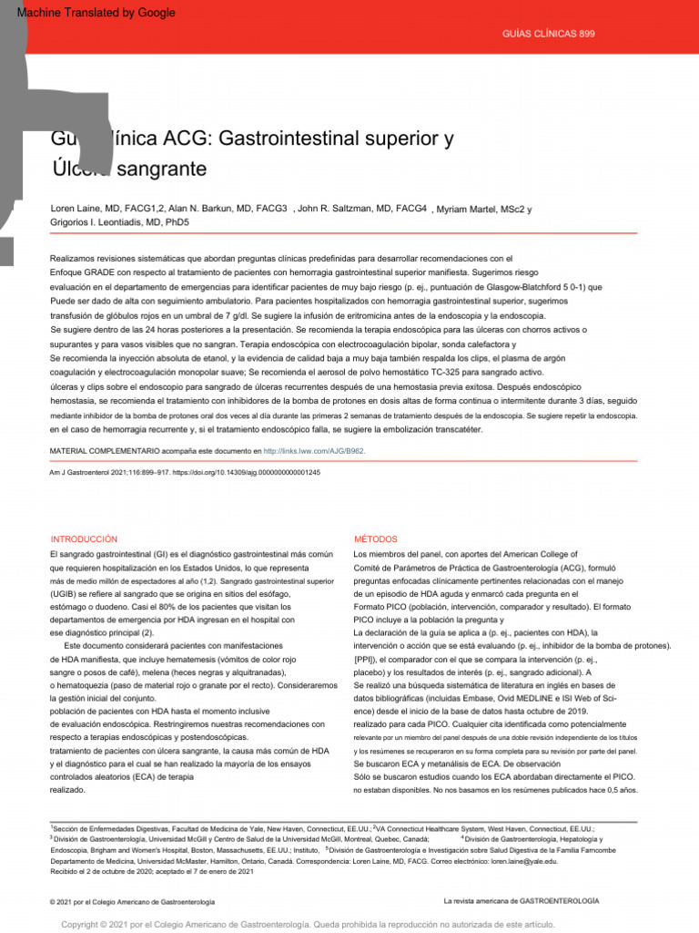 Acg Clinical Guideline Upper Gastrointestinal And 14 Pdf