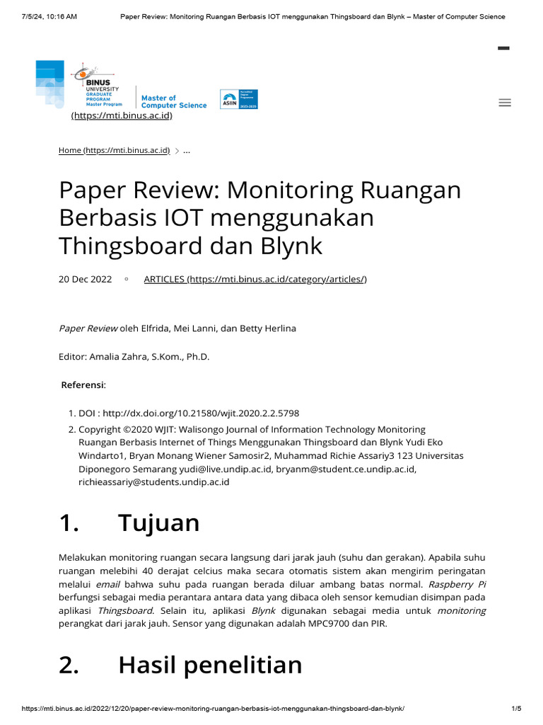 Monitoring Ruangan IOT dengan Blynk | PDF | Teknologi & Rekayasa