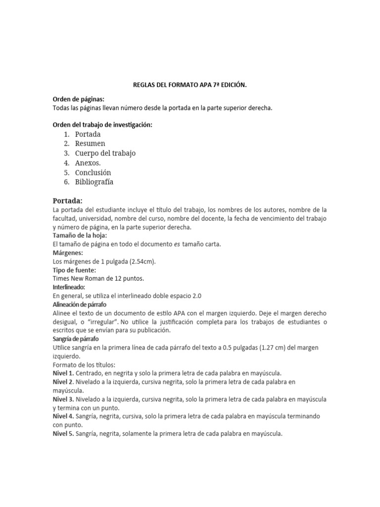 Reglas Del Formato Apa 7 Edición | PDF | Estilo apa | Bibliografía