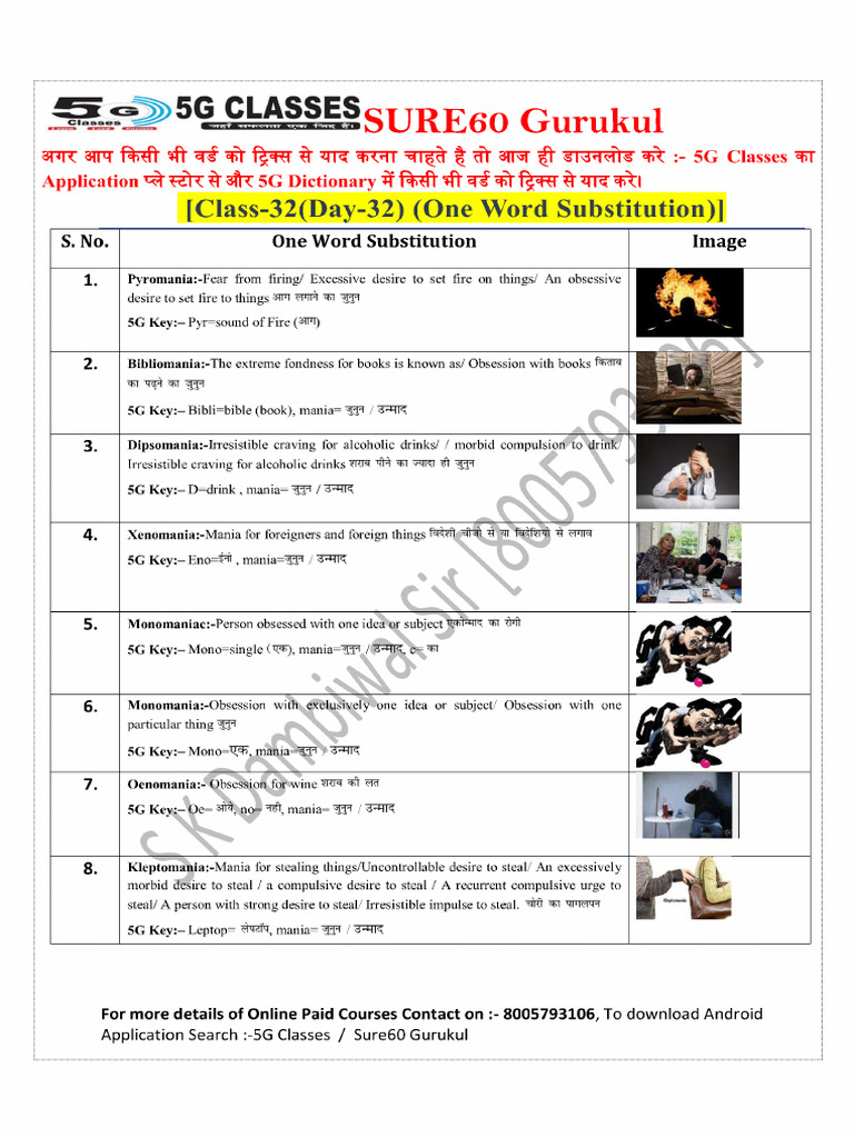 Class-32 (Day-32) (One Word Substitution) | PDF