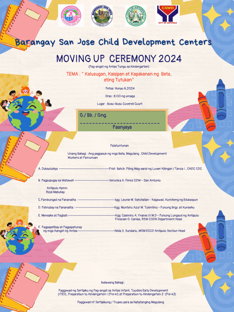 Moving Up Ceremony 2024 Details | PDF | Wellness