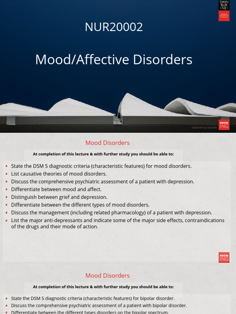 Lecture 2b Mood Disorders | PDF | Antidepressant | Bipolar Disorder