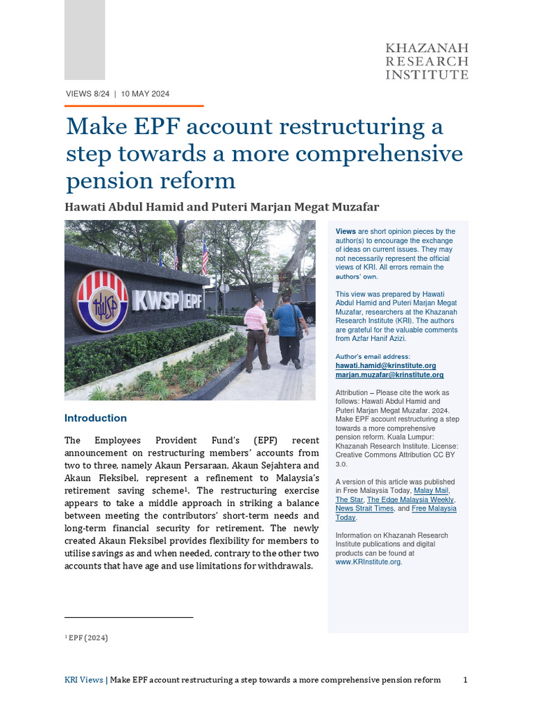 Views - Make EPF Account Restructuring A Step Towards A More ...