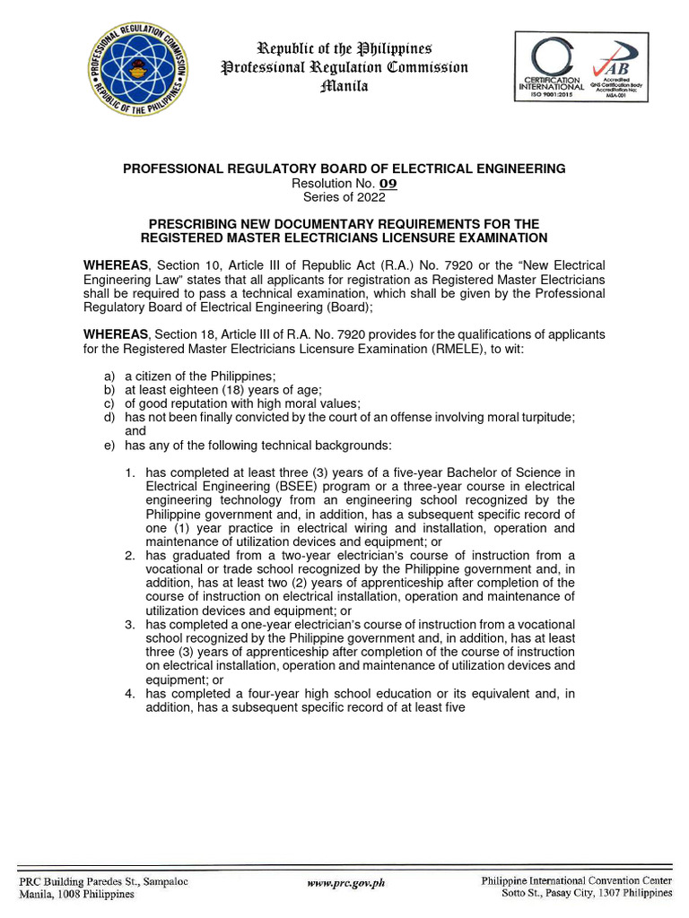 New Requirements for Master Electrician Exam | PDF | Electrician ...