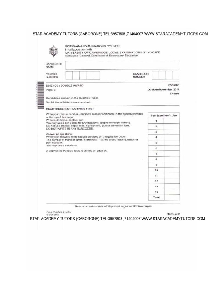 Science Double Award Paper 3 (BGCSE) | PDF | Home & Garden | Technology ...