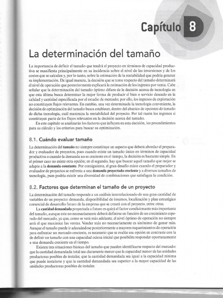 Capítulo 8 Form y Prep de Proyectos Sapag Edición 6ta Tamaño Del ...