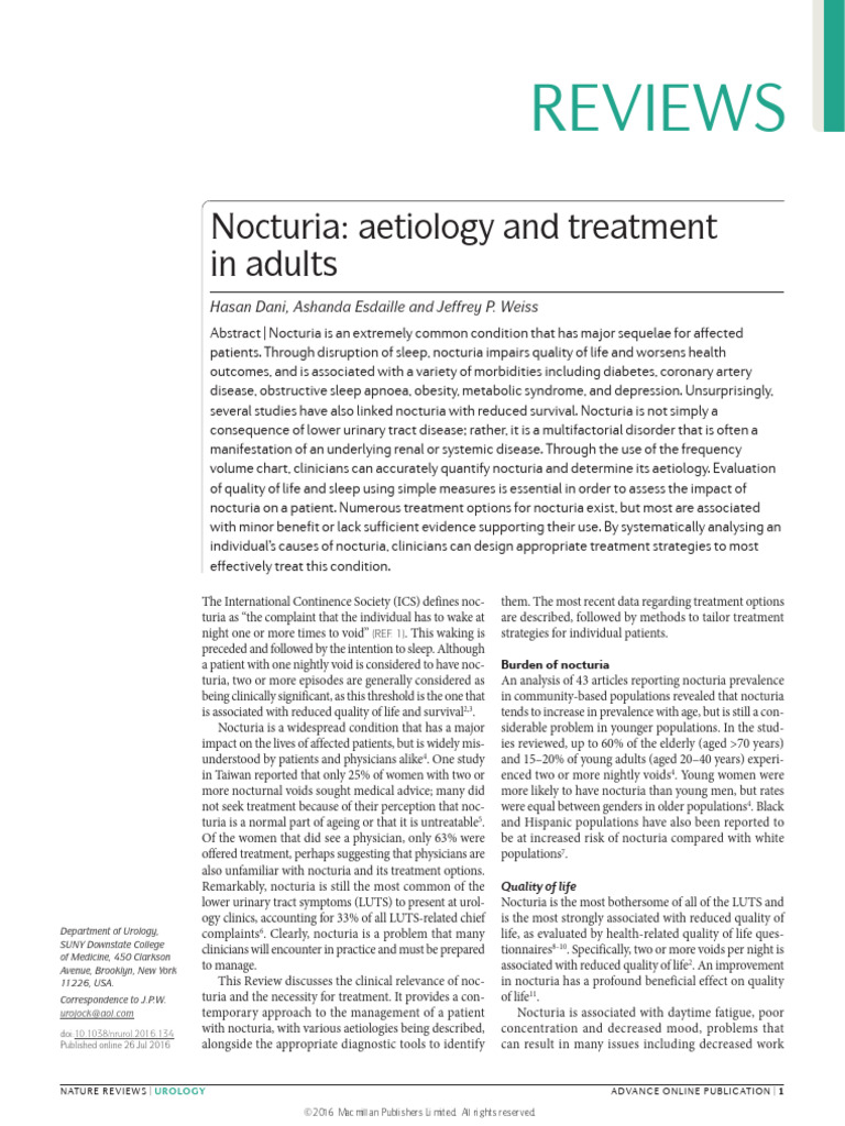 Clinicians' Guide to Nocturia | PDF | Sleep | Medical Specialties