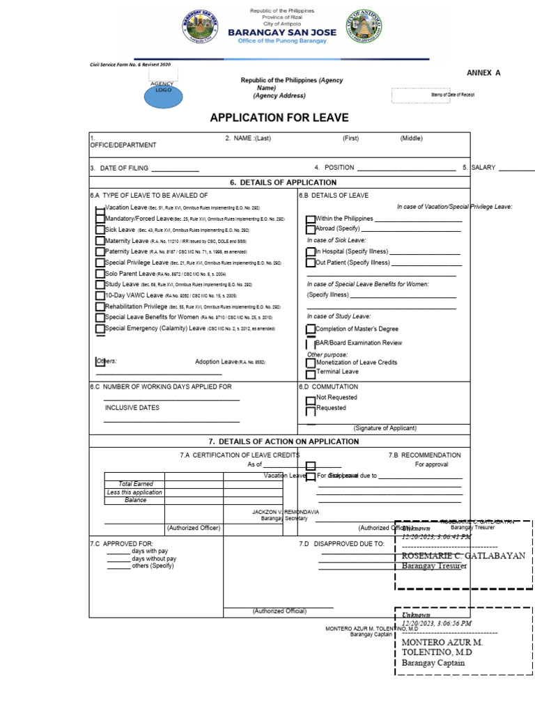 Leave Form EMPTY | PDF | Parental Leave | Childbirth