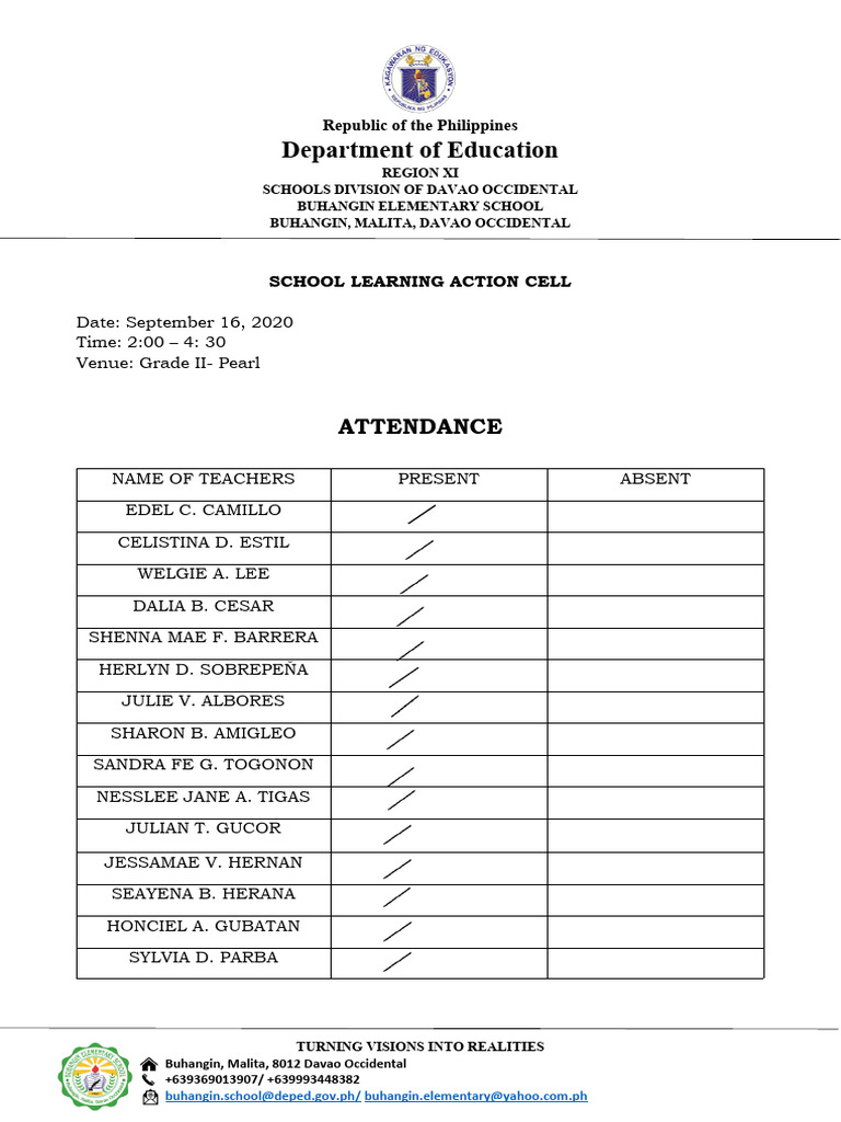 Attendance For Slac Session | PDF