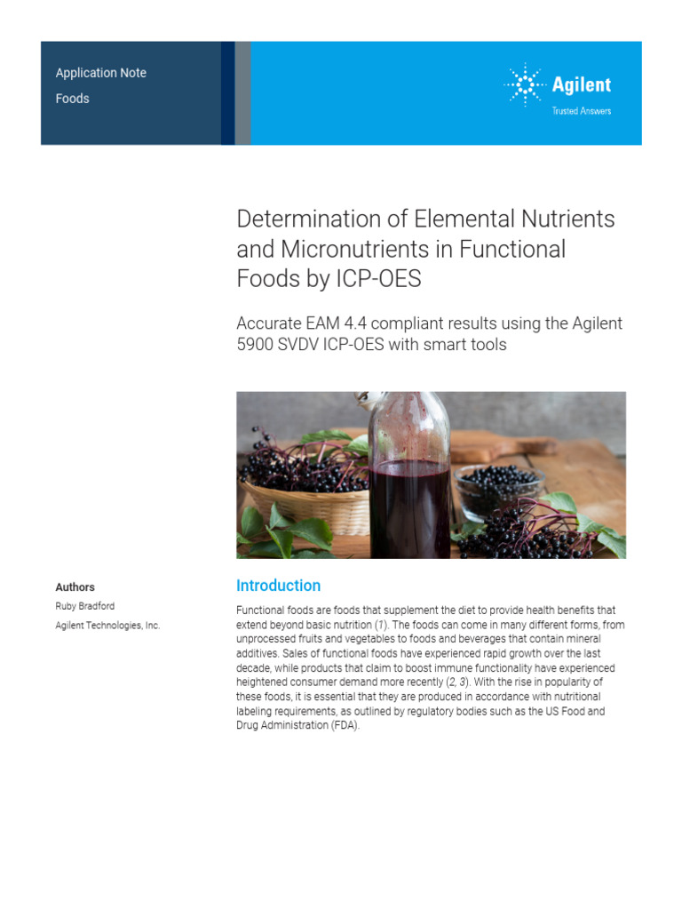Application Functional Food 5900 ICP OES 5994 5356en Agilent | PDF ...