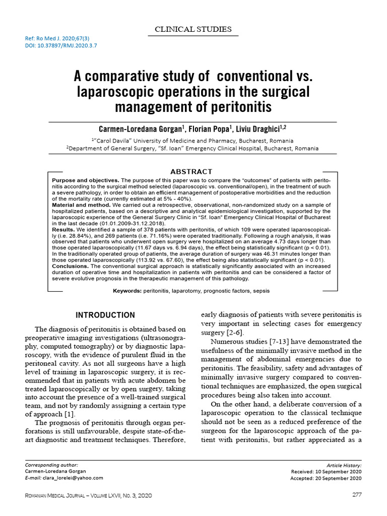 Management of Peritonitis | PDF | Surgery | Health Sciences