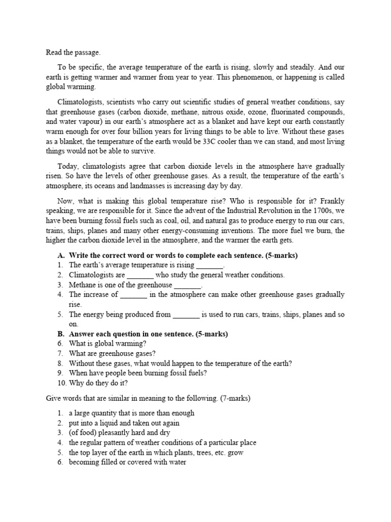 G - 10 New December Test | PDF | Greenhouse Effect | Greenhouse Gas
