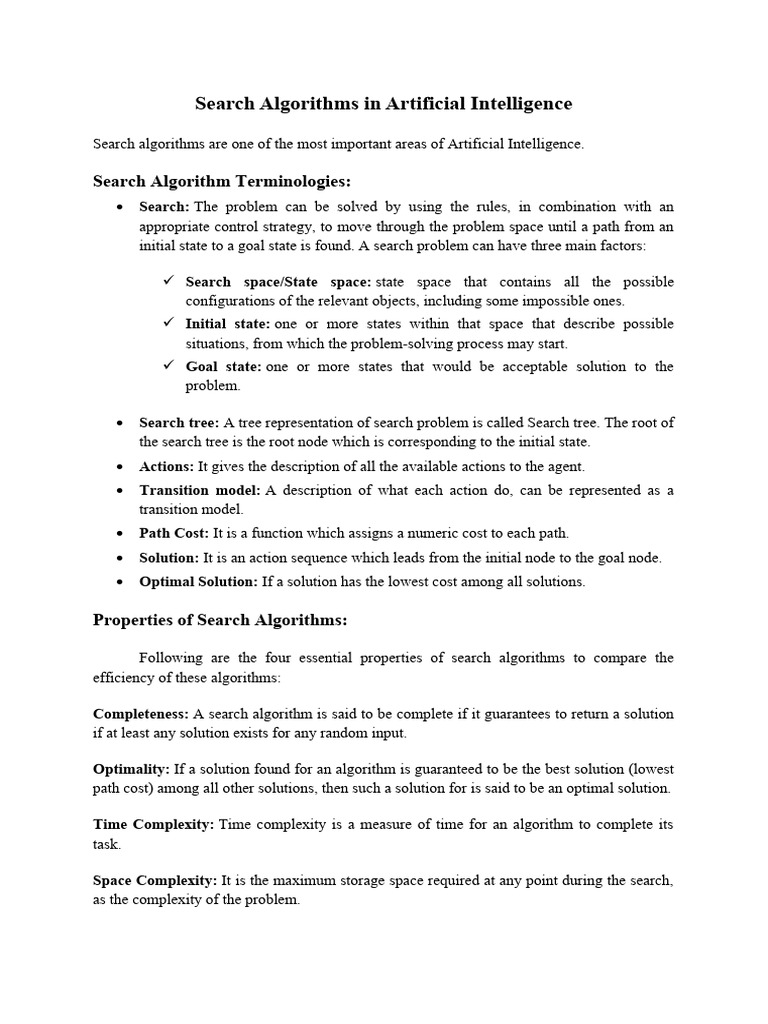 Search Algorithms In Artificial Intelligence Pdf Algorithms Mathematical Optimization
