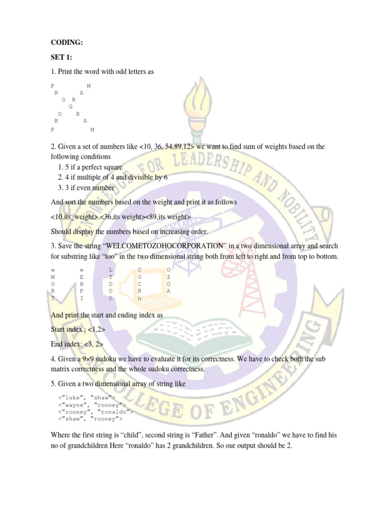 Sample Programming Questions Set 3 Pdf String Computer Science Numbers