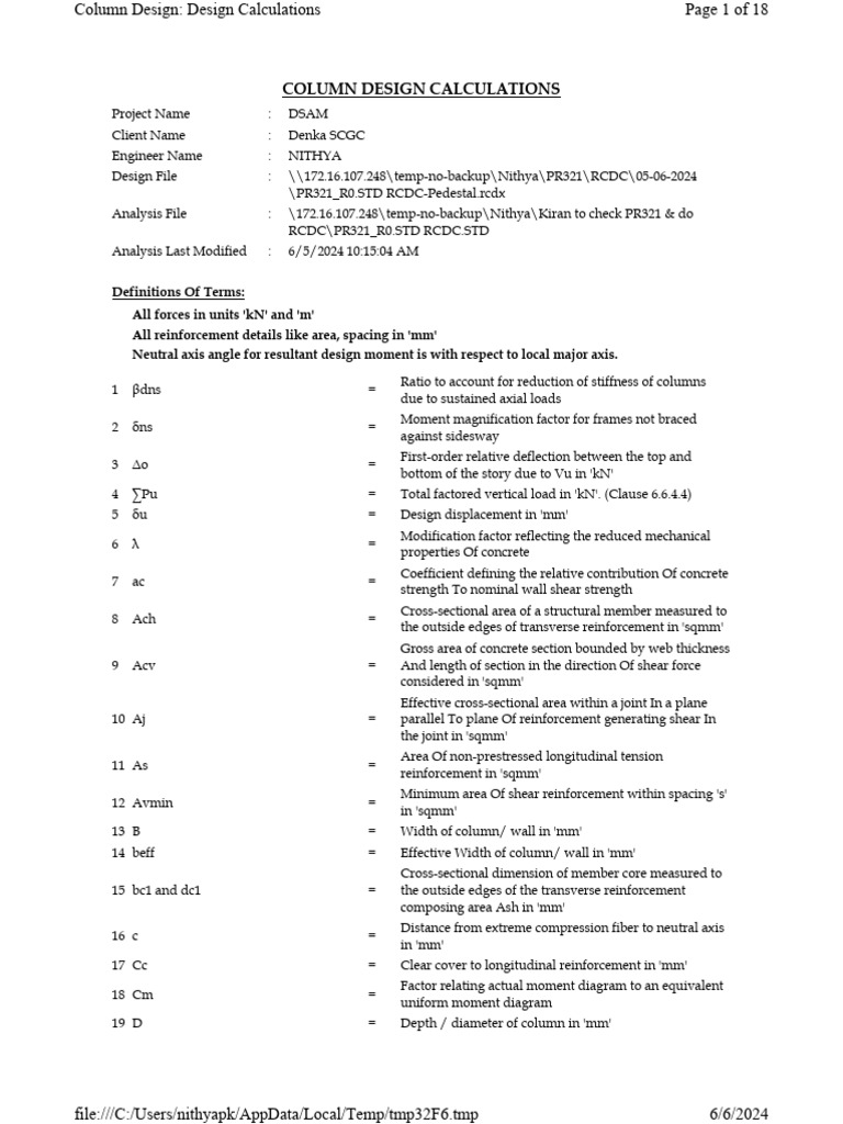 Pedestal Design Calculation | PDF | Strength Of Materials | Bending