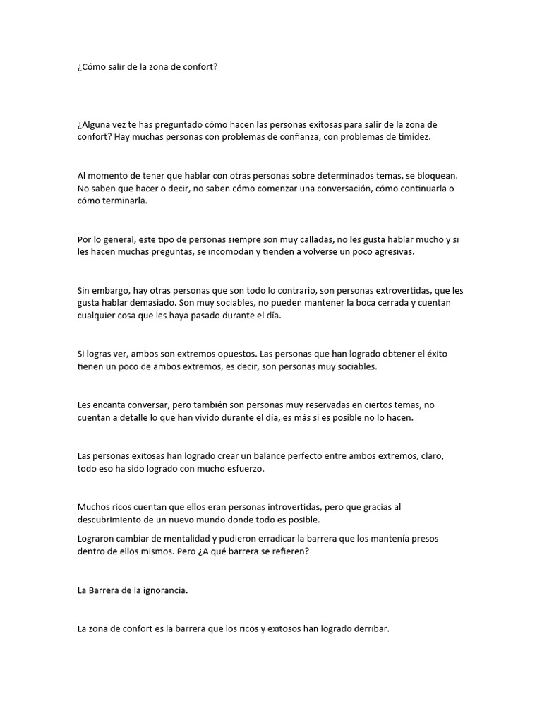 Cómo salir de la zona de confort | PDF