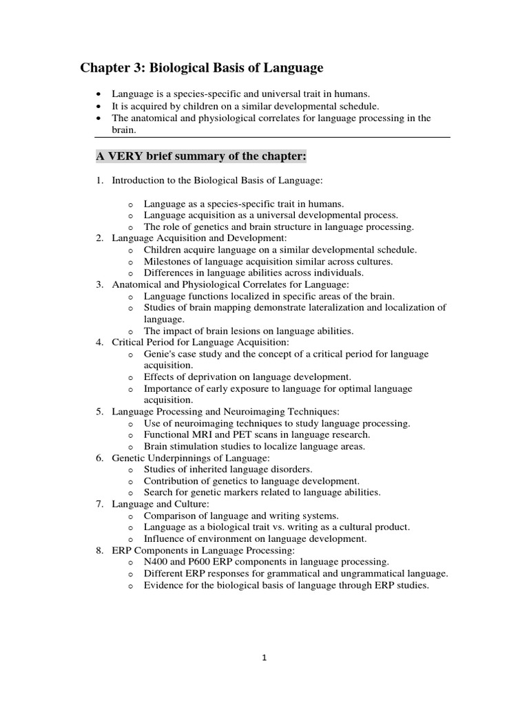Chapter 3 Summary Psycholinguistics | PDF | Lateralization Of Brain ...