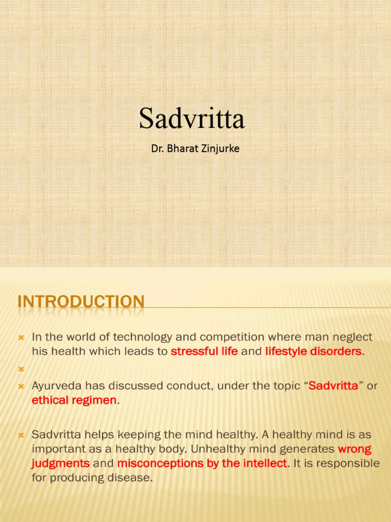 Sadvritta: Ayurvedic Ethical Guidelines | PDF | Sexual Intercourse ...