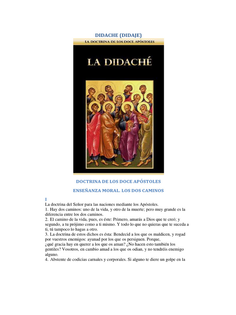 DIDACHE - DOCTRINA DE LOS DOCE APOSTOLES | Descargar gratis PDF ...