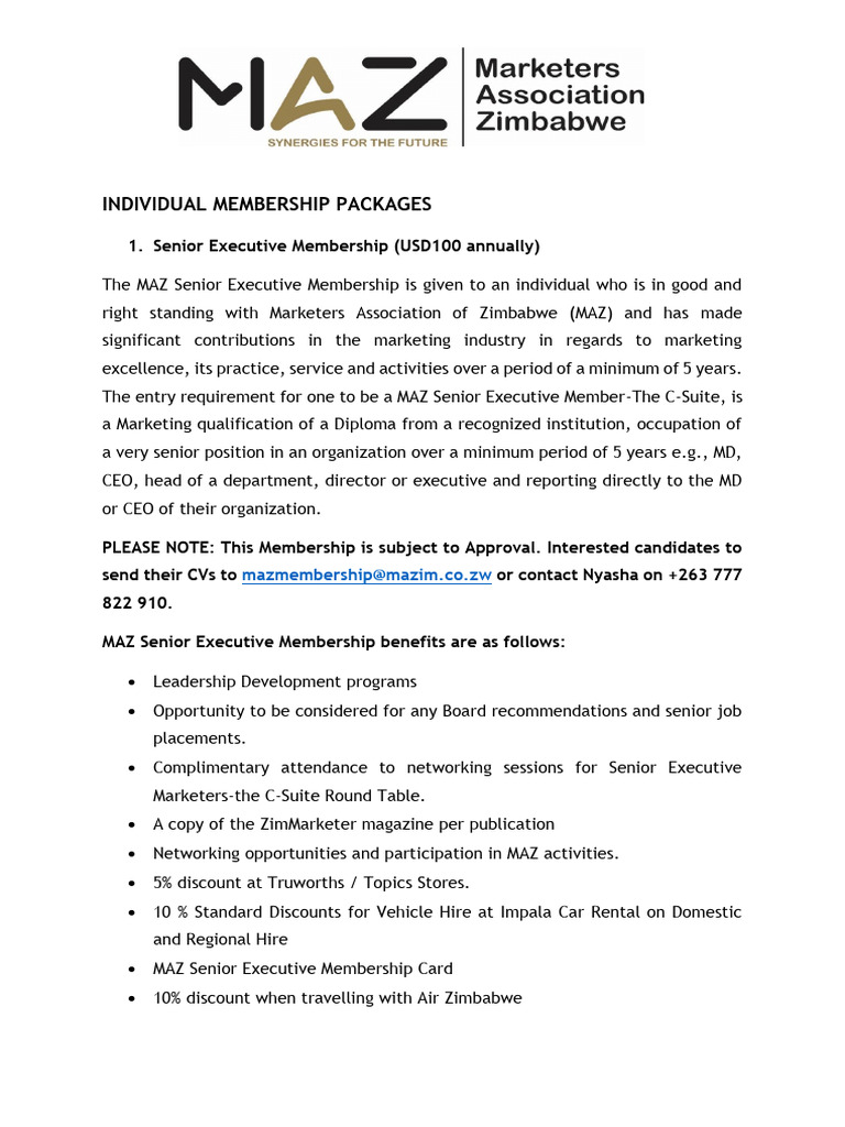 MAZ Individual Membership Package 2022 | PDF | Business Economics ...