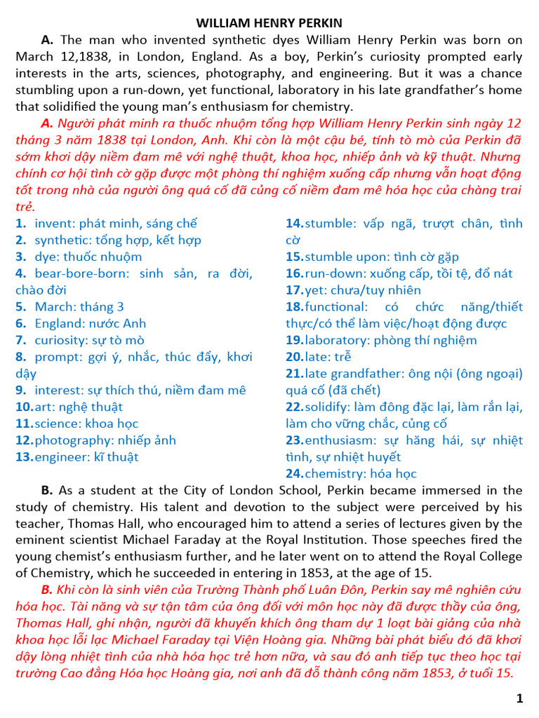 Bài William Henry Perkin | PDF