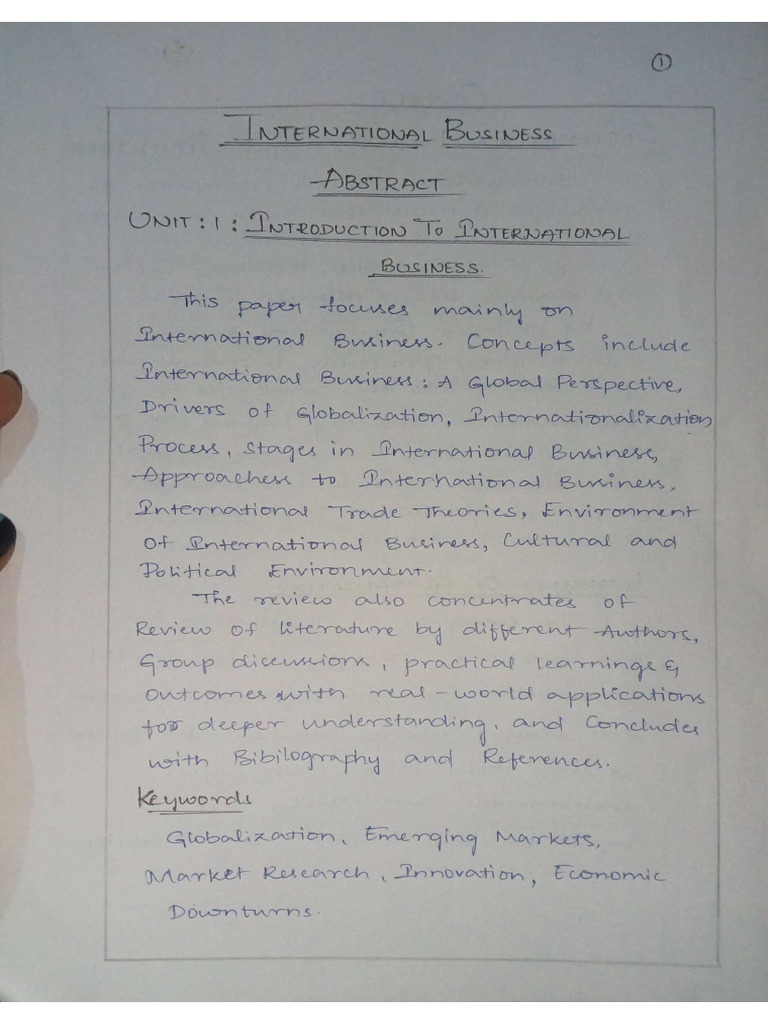 International Business SRR Unit 1 | PDF