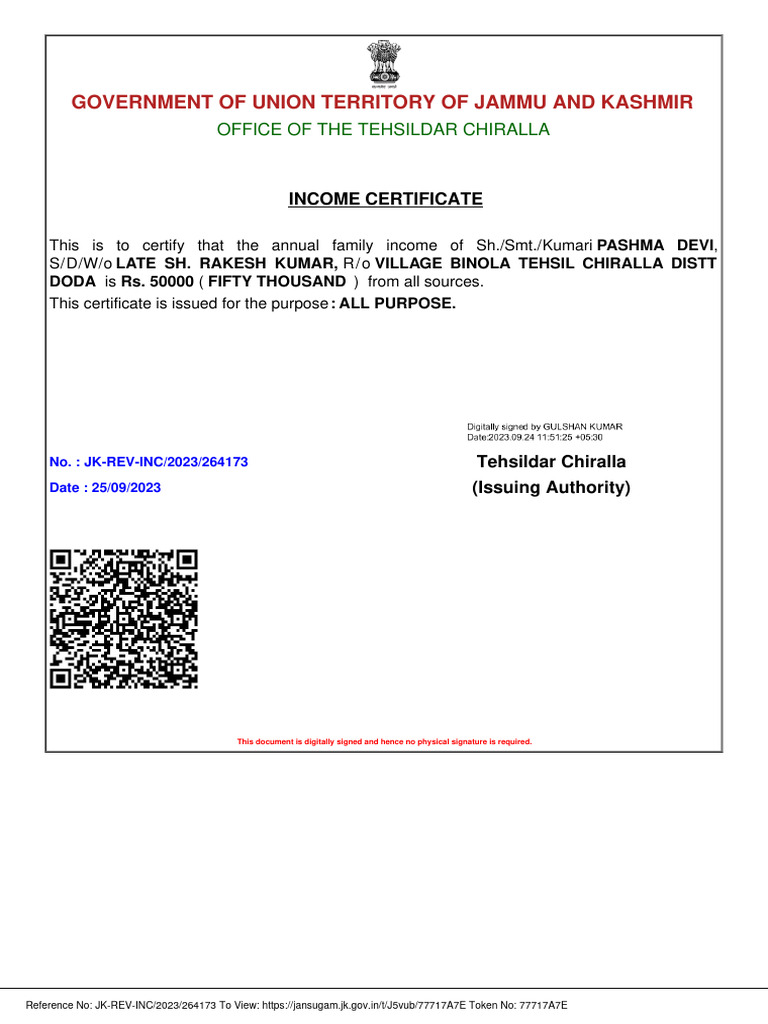 Income Certificate | PDF | Finance & Money Management | Law