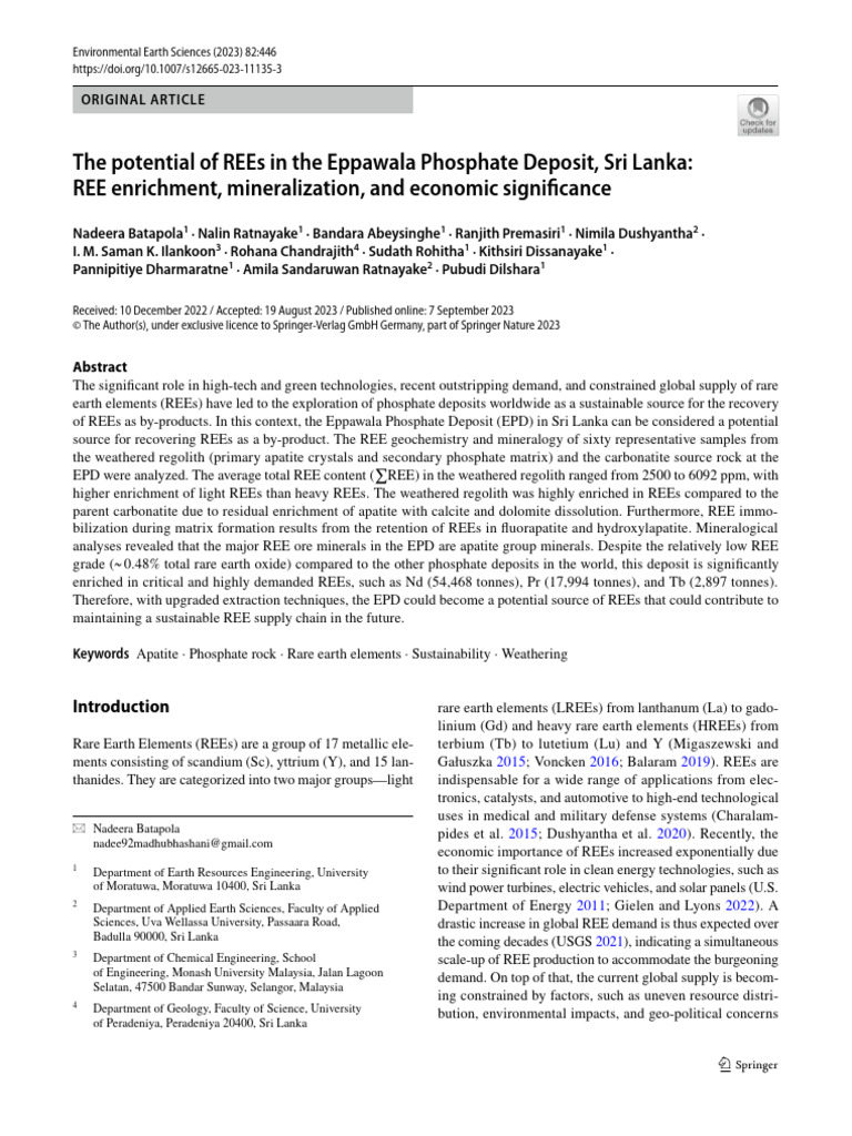Batapola 2023 | PDF | Minerals | Weathering