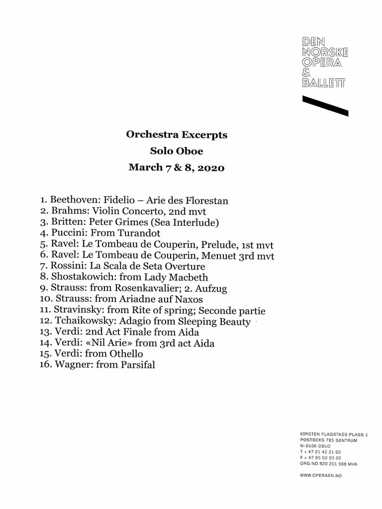 Solo Oboe Orchestra Excerpts | PDF