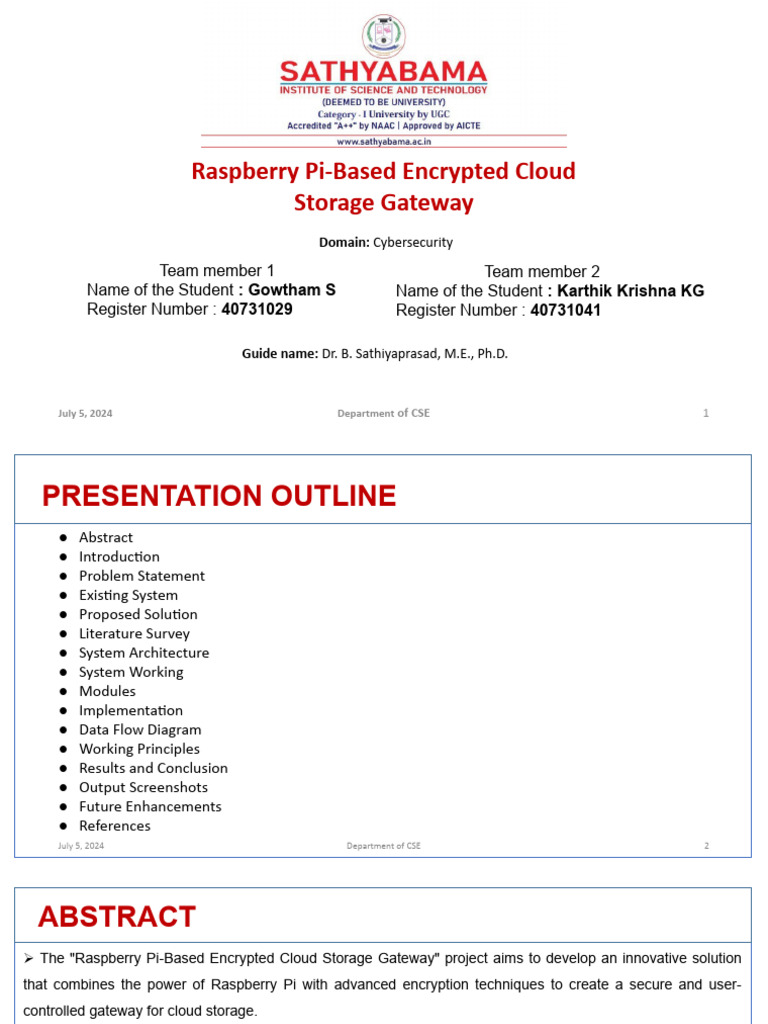 Raspberry Pi-Based Encrypted Cloud Storage Gateway (Review 2) | PDF | Encryption | Cloud Computing