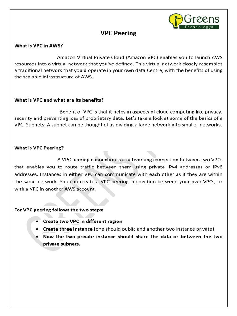VPC Peering | PDF | Computer Network | Cyberspace