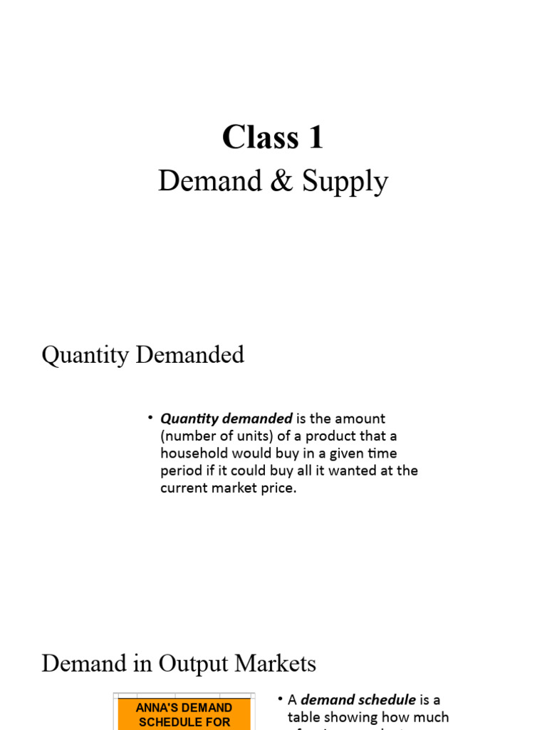 Class 1 Demand & Supply | PDF | Supply (Economics) | Demand