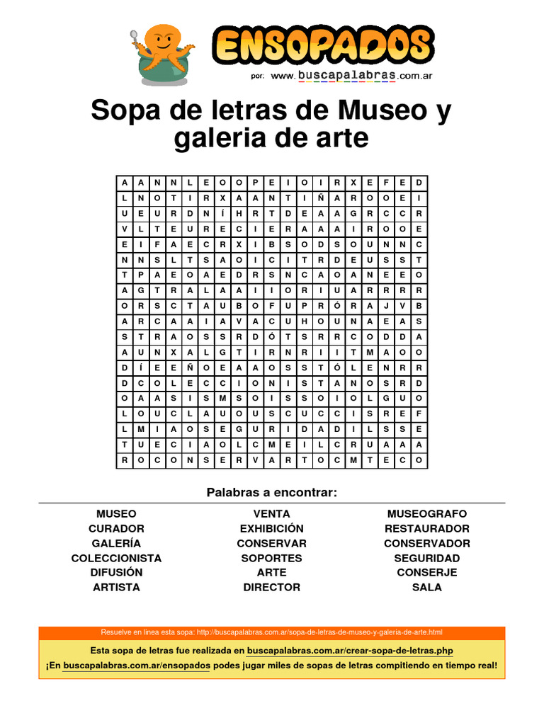 Sopa de Letras: Museo y Galería de Arte | PDF | Museo | Museología