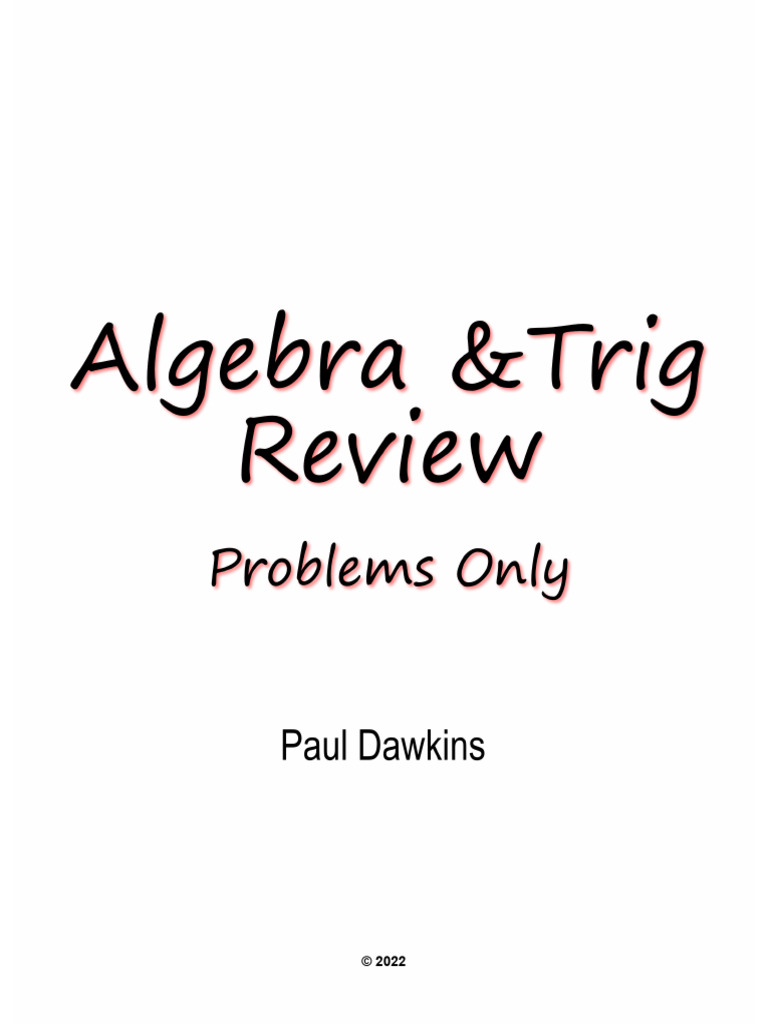 Calculus Prep: Algebra & Trig Review | PDF | Trigonometric Functions ...