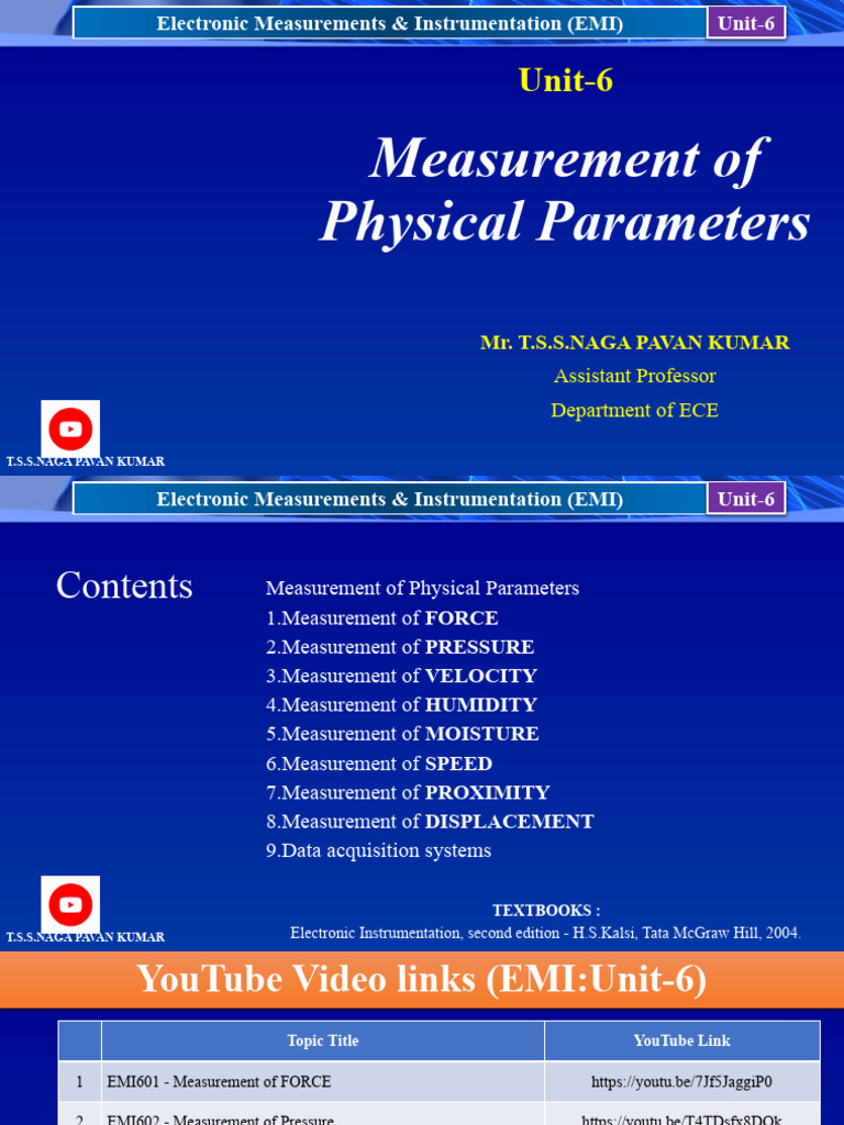 Unit-6 Measurement of Physical Parameters_TSSNPK | PDF | Humidity | Pressure Measurement