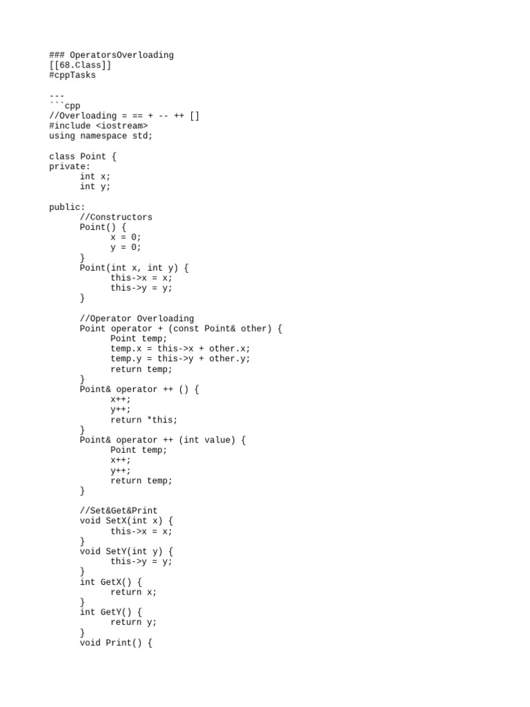 hw11 OperatorsOverloading | PDF | Computer Programming | Programming Paradigms
