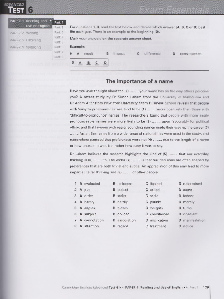 In-Class CAE (C1) Test | PDF