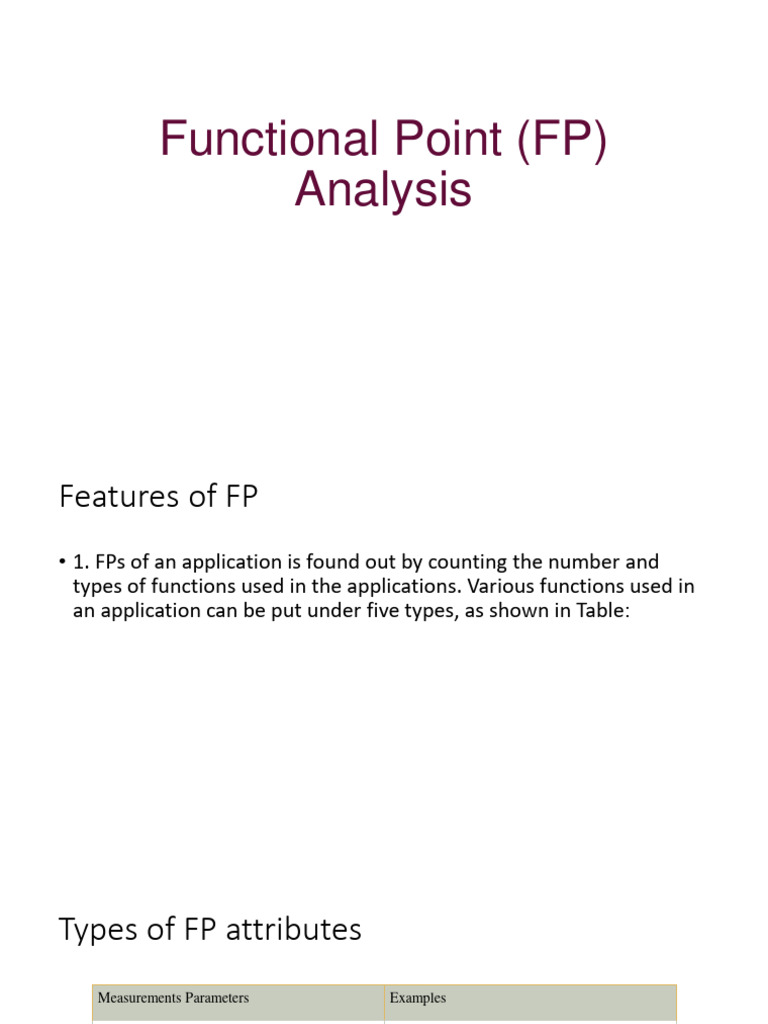 Functional Point (FP) Analysis | PDF | Parameter (Computer Programming ... Functional Point (FP) Analysis | PDF | Parameter (Computer Programming ...