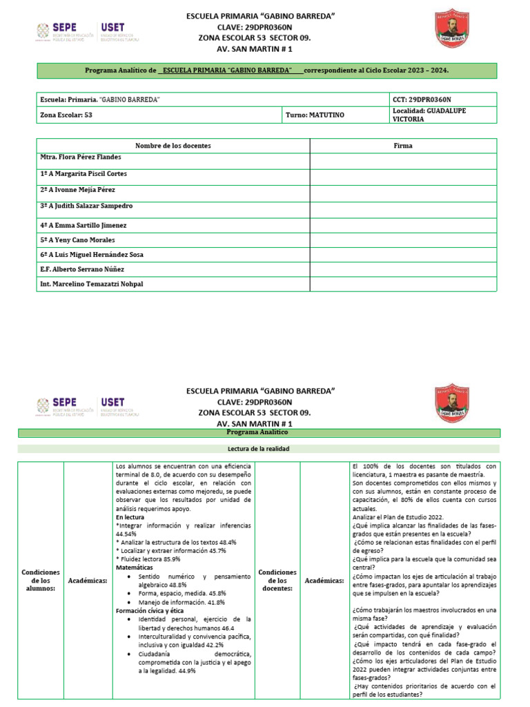 Programa Analitico Completo. | PDF | Escuelas | Enseñando