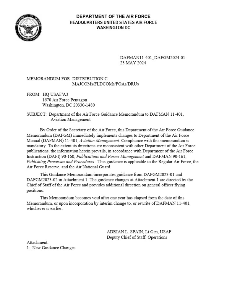 Updates to DAFMAN 11-401 Guidance | PDF | United States Air Force ...