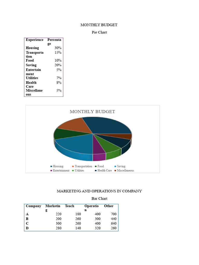 Monthly Budget Pie Chart | PDF