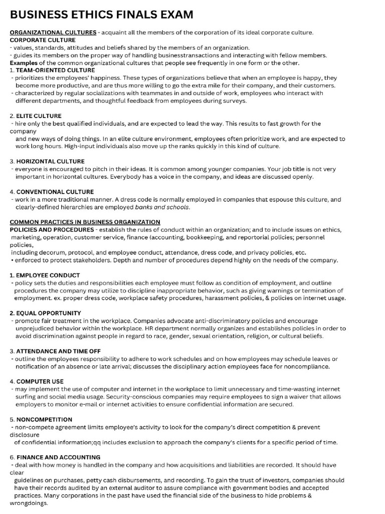 Bus Ethics Finals Exam | PDF
