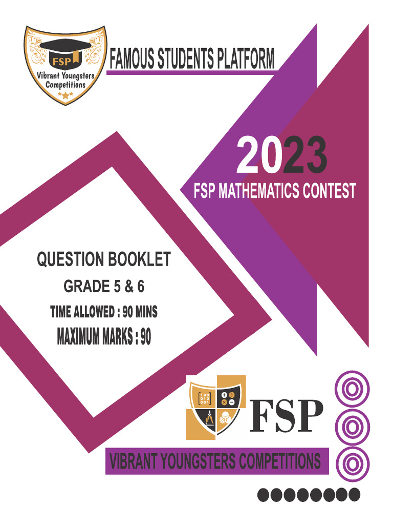 Question Booklet 2023 MATHS Grade 5 - 6 | PDF