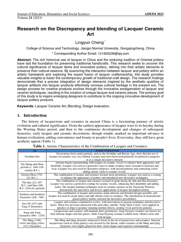 Research on the Discrepancy and blending of Lacquer Ceramic Art ...