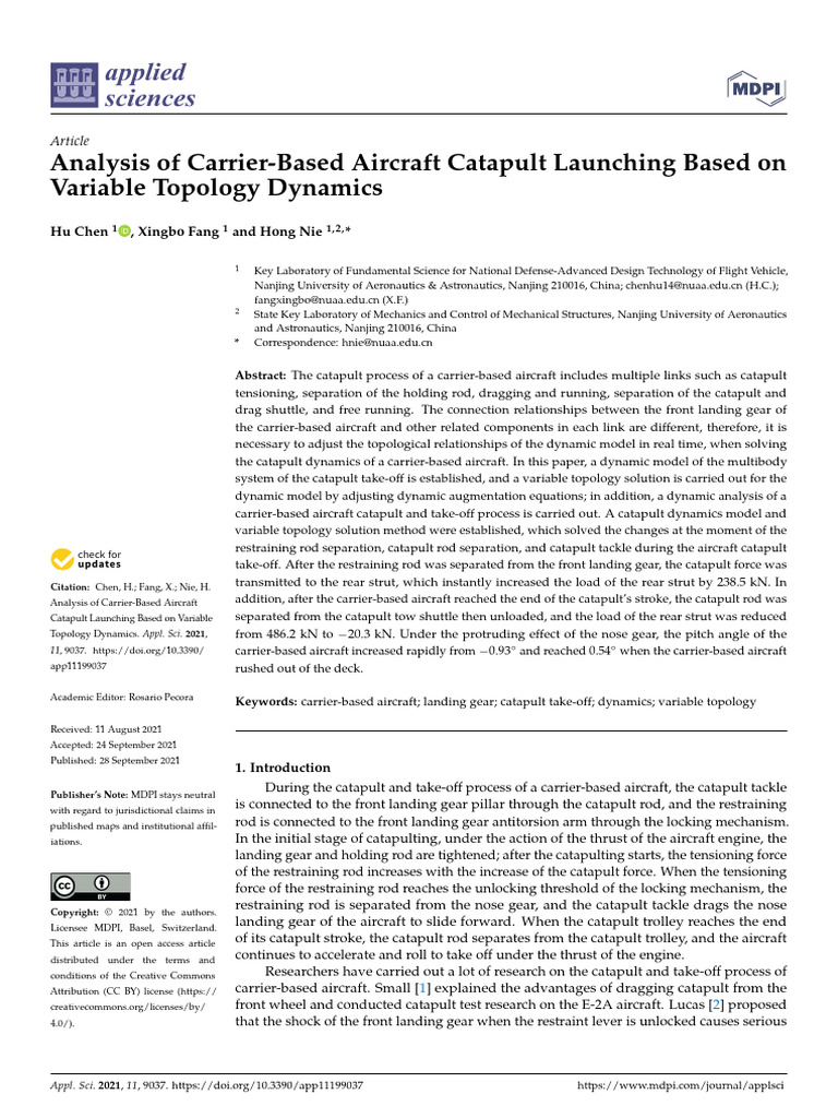 Analysis of Carrier-Based Aircraft Catapult Launch | PDF | Aircraft Carrier | Landing Gear