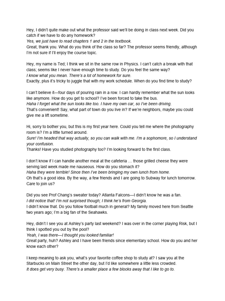 College Student Conversations and Tips | PDF