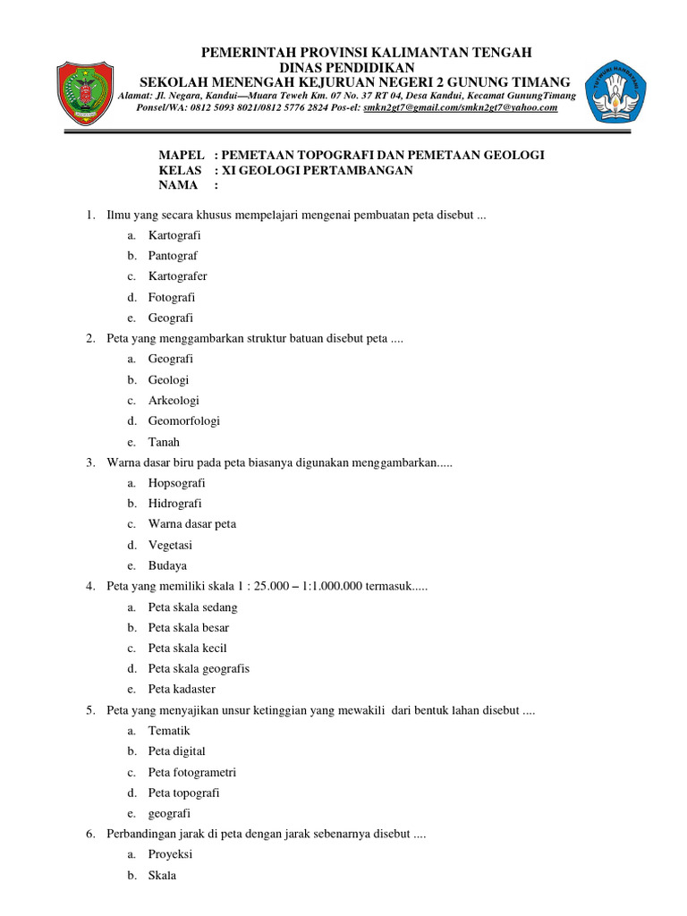 Pemetaan Topografi Dan Pemetaan Geologi KELAS XI GP - BU YOSA-1 | PDF