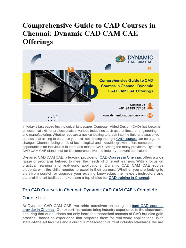 Comprehensive Guide To CAD Courses in Chennai | PDF | Mechanical ...